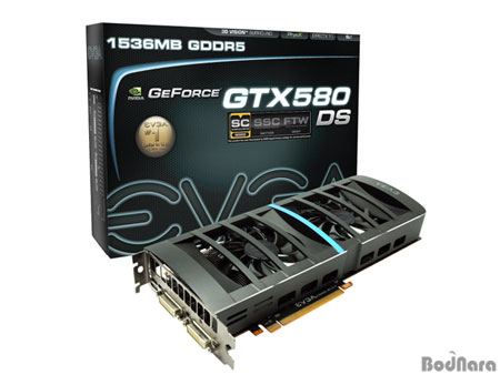 블루LED 조명 듀얼팬 쿨러쓴 EVGA GTX 580 DS SC 출시:: 보드나라
