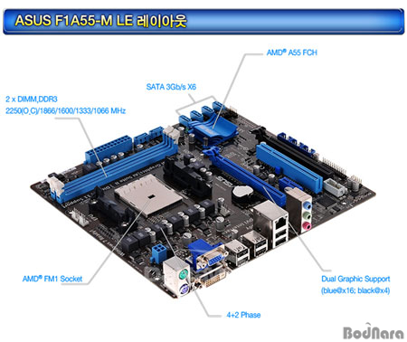 디지탈그린텍, 보급형 A55 칩셋 메인보드 'ASUS F1A55M-LE' 출시:: 보드나라