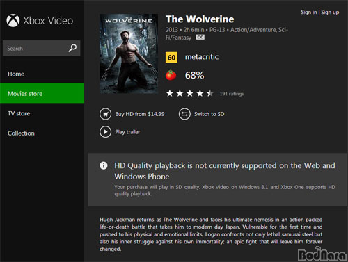 Xbox Video, 윈도우 8.1과 Xbox One에서만 HD 스트리밍 지원:: 보드나라