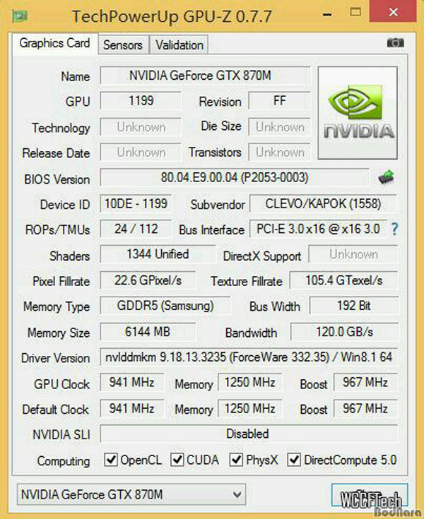 엔비디아 모바일 지포스 GTX 870M 코어와 정보 공개, 맥스웰 기반?:: 보드나라