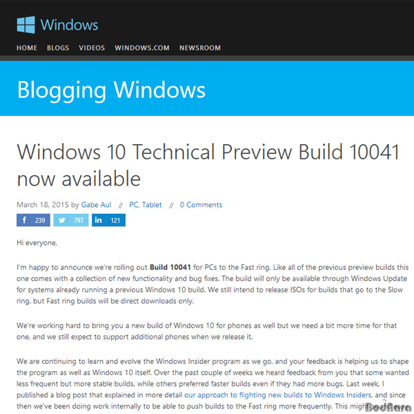 MS 윈도우 10, 테크니컬 프리뷰 빌드 10041 공개 및 새로운 아이콘도 확인돼:: 보드나라