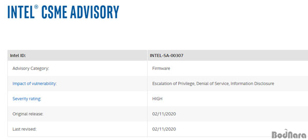 인텔 USB 3.0 드라이버와 CSME 보안 취약점 발견:: 보드나라