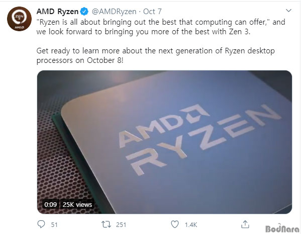 AMD, Zen3 라이젠 5000 데스크탑 프로세서 발표 앞두고 티저 공개:: 보드나라