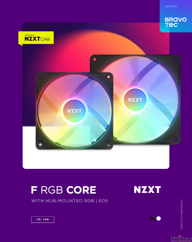 브라보텍, 탁월한 성능과 RGB 튜닝 FDB 팬 쿨러 NZXT F120/F140 RGB CORE 시리즈 출시:: 보드나라