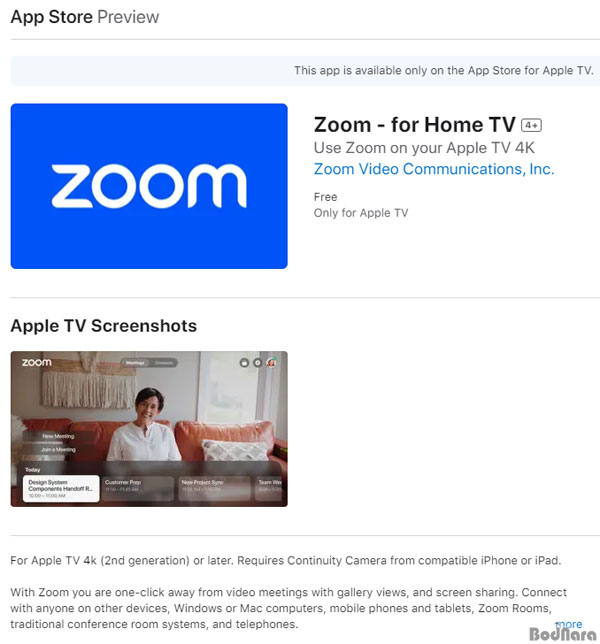 Zoom, 애플 TV에서 아이폰 및 아이패드 카메라 연동한 화상 회의 지원:: 보드나라