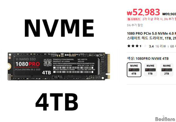 이제는 미출시 제품까지, 소비자 혼동 노린 1080 PRO SSD 등장:: 보드나라