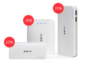 스카이디지탈, 삼성SDI 배터리셀 보조배터리 SKY97 시리즈 3종 특가 판매:: 보드나라