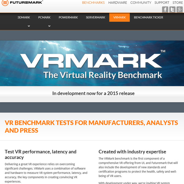 퓨쳐마크, VR 시스템 벤치마크 'VR마크(VRMark)' 개발 시작:: 보드나라