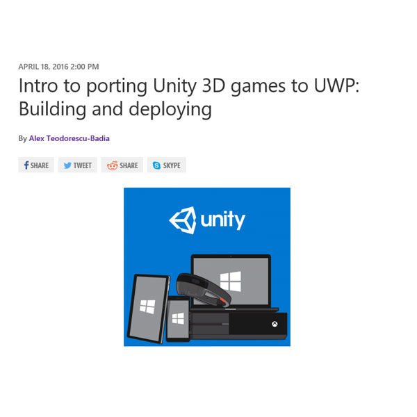 MS, 유니티 개발자 대상 3D 게임 윈도우10 UWP 변환 가이드 소개:: 보드나라