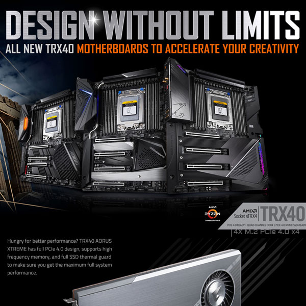 기가바이트, 3세대 라이젠 스레드리퍼 지원 TRX40 AORUS 메인보드 발표:: 보드나라