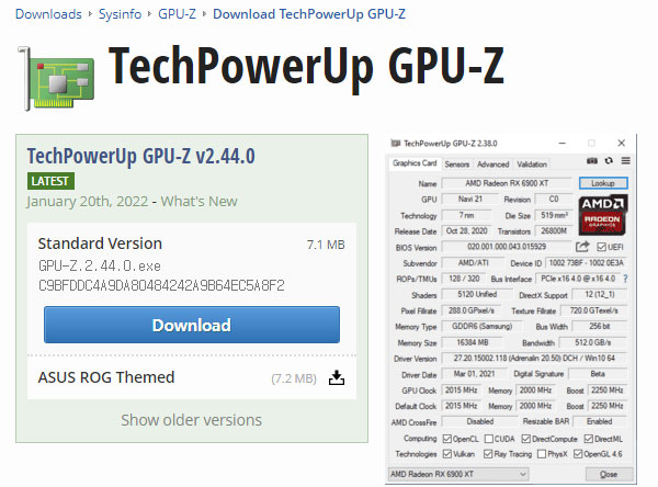 RTX 3050과 RX 6500 XT 지원, GPU-Z 2.44.0 버전 배포:: 보드나라