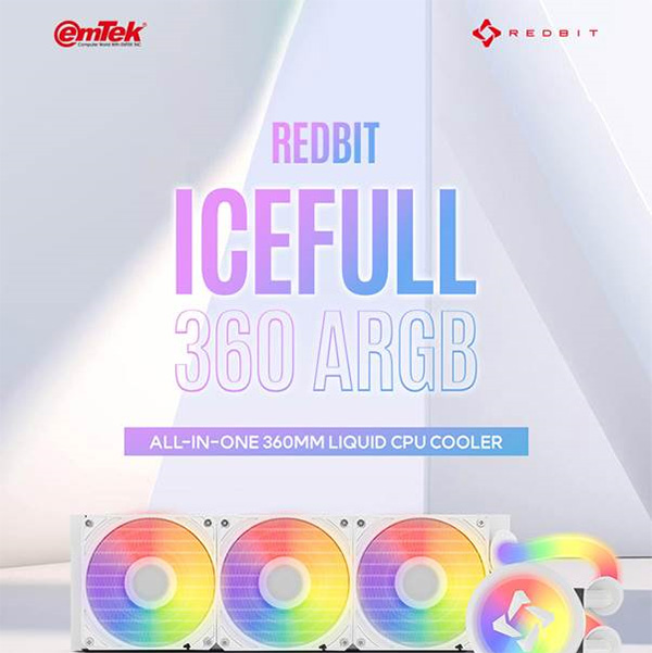 이엠텍, 이엠텍 레드빗 ICEFULL 360 ARGB 수냉쿨러 출시:: 보드나라