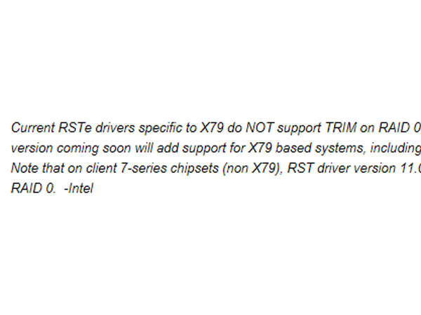 인텔 X79 플랫폼, SSD RAID 0 모드에서 트림 지원 제외?:: 보드나라