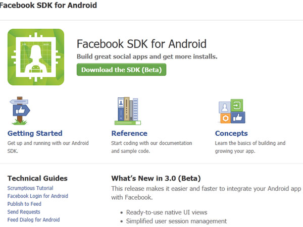 페이스북, 안드로이드 SDK 3.0 베타와 개발자 센터 공개:: 보드나라