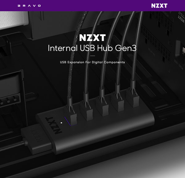 브라보텍, 메인보드 USB 헤더 확장 허브 NZXT Internal USB Hub Gen3 출시 | 케이벤치 보도자료